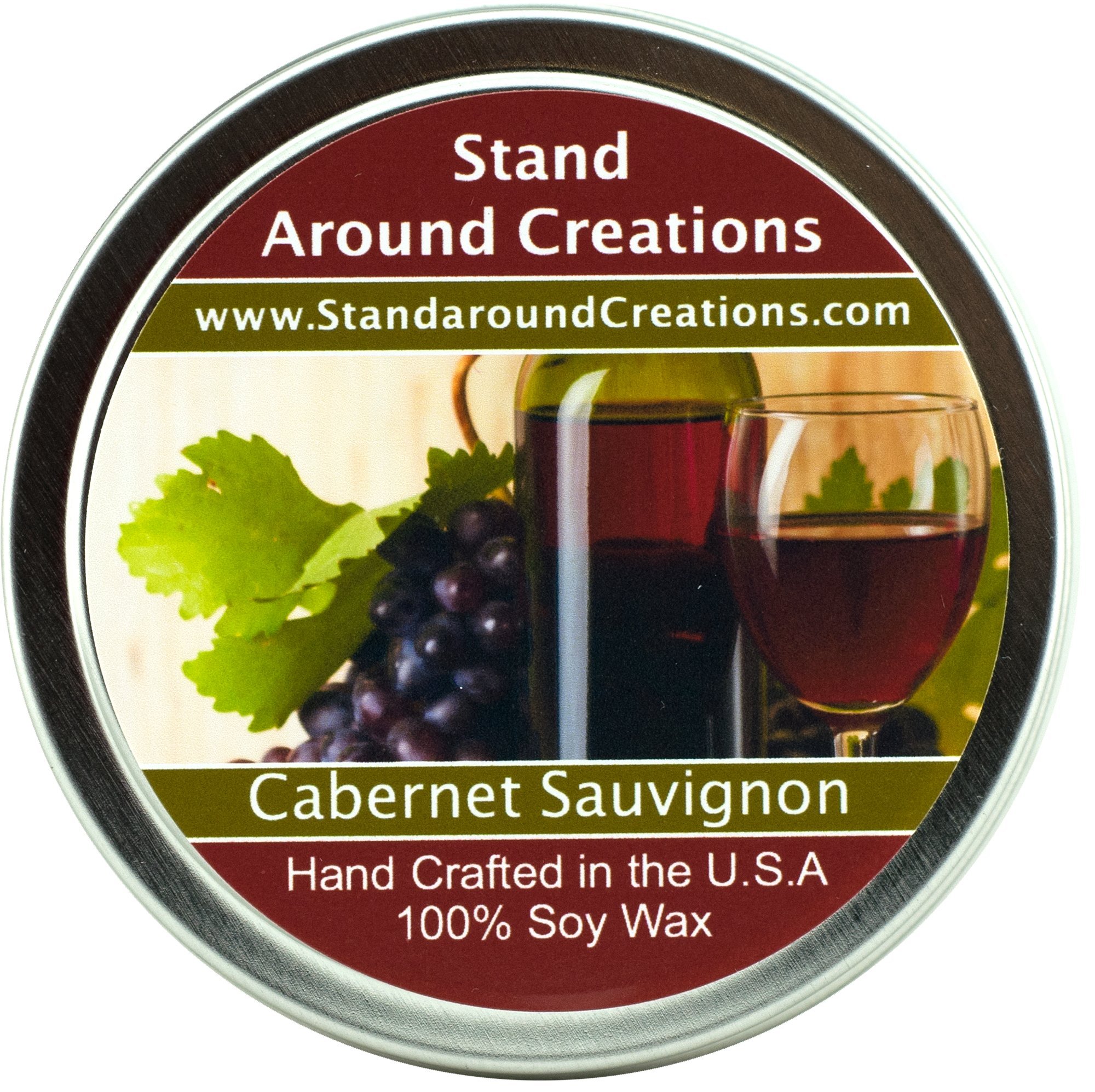 Stand Around Creations Soy Aromatherapy Candle - Scent: Cabernet Sauvignon Wine 8 oz White