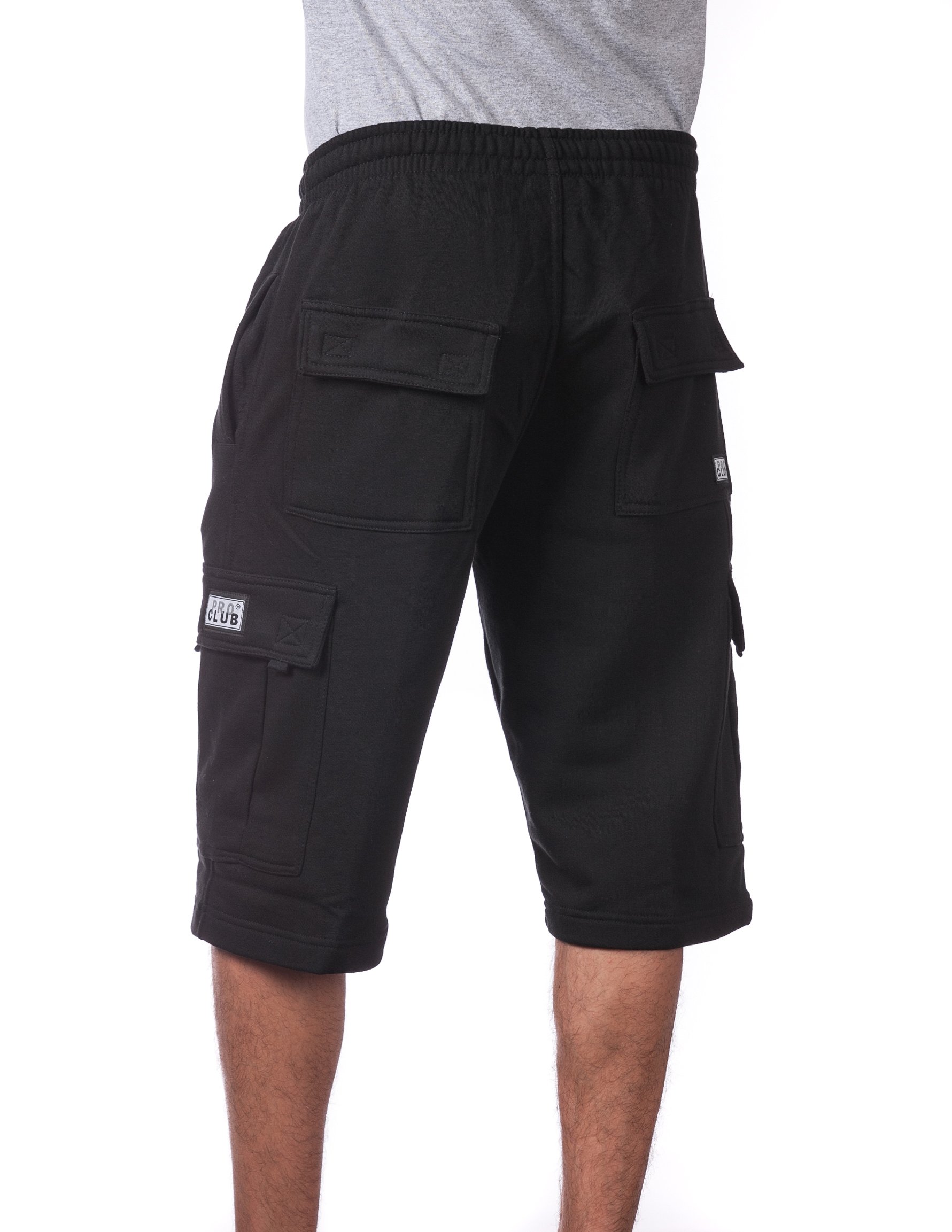 Pro Club Men's Fleece Cargo Short, Black, 4X-Large