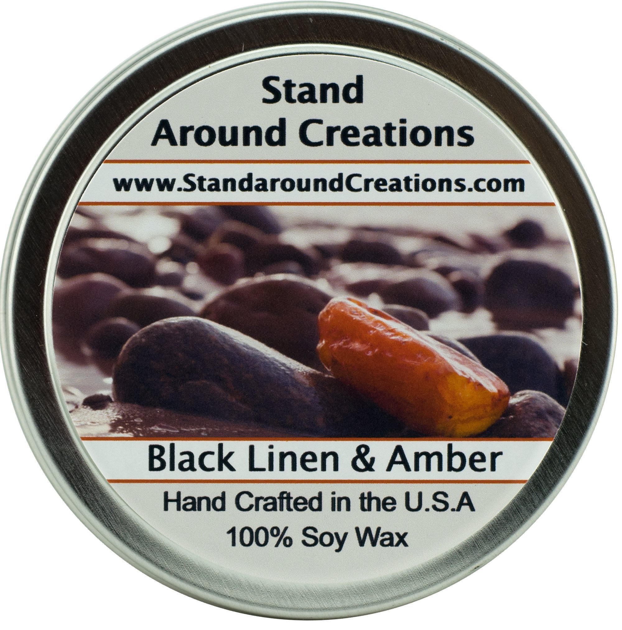 Stand Around Creations Soy Tureen Candle - Scent: Black Linen and Amber 8oz. White