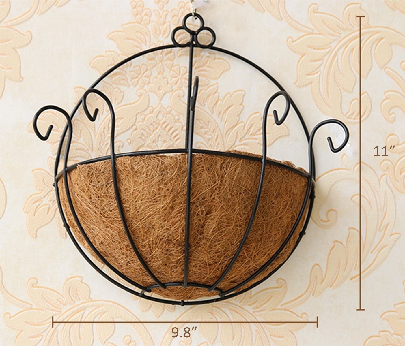 Tosnail 2 Pack Metal Wall Hanging Planter Basket with Coco Liner - Great for Indoor or Outdoor Plants