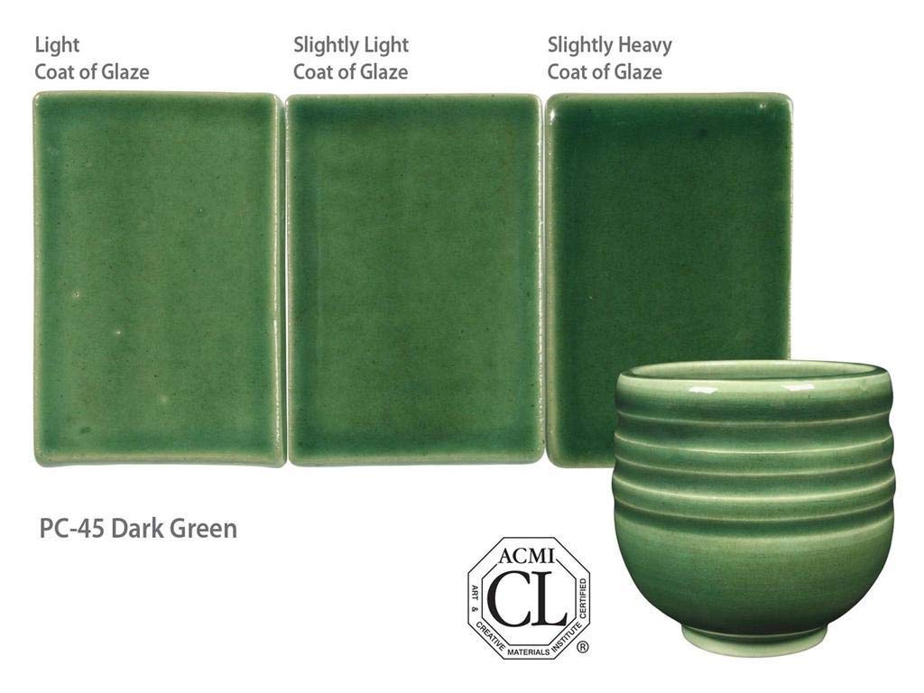 Amaco Potters Choice Hi Fire (Cone5-6) Glaze - Pint # PC-45 -Dark Green