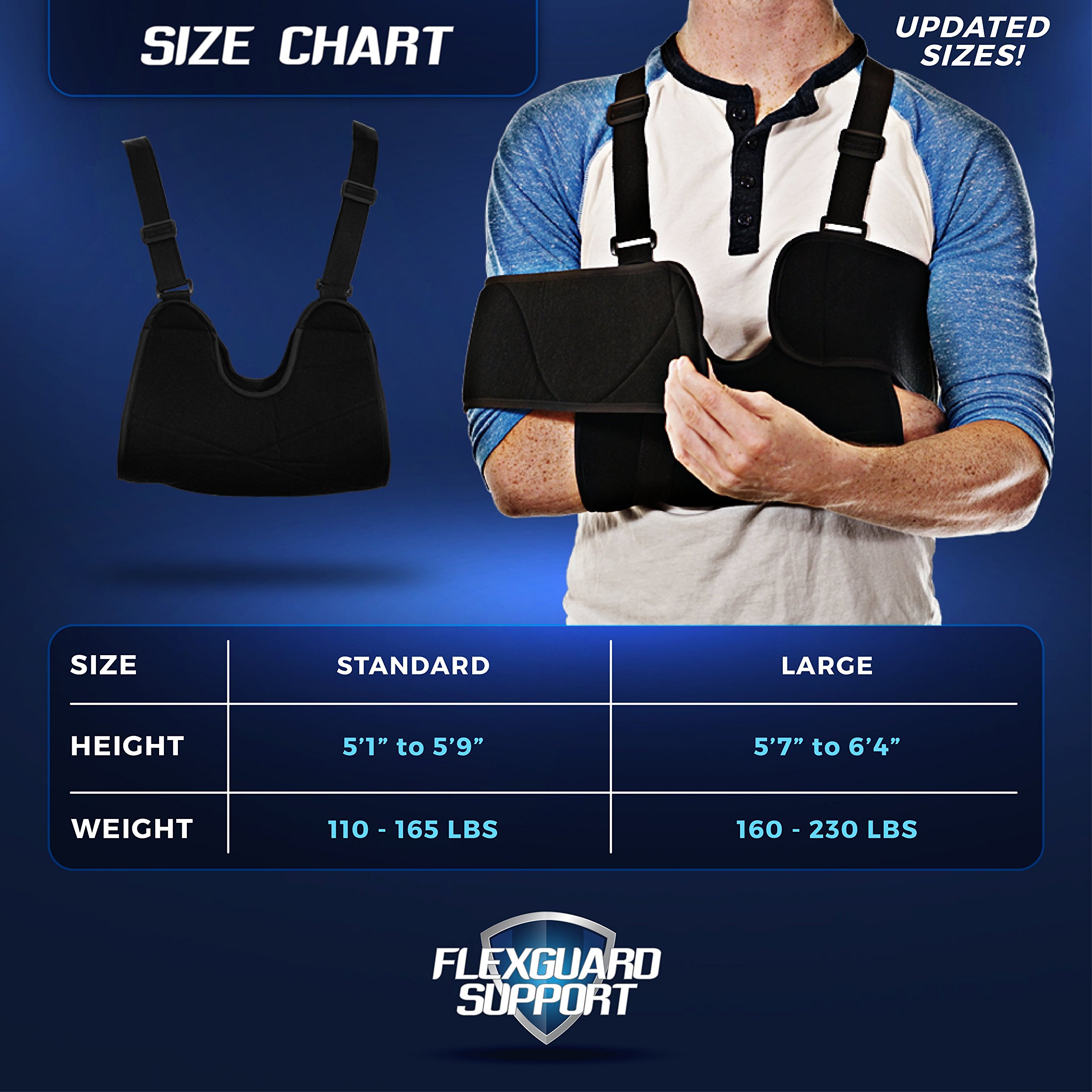 FlexGuard Support - Lightweight Arm Sling, Shoulder Immobilizer for Pain Relief