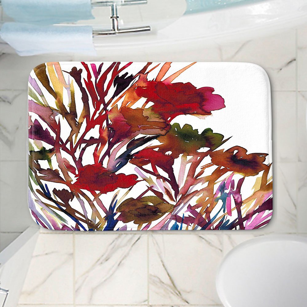 Dia Noche Designs, Bath and Kitchen Floor Mats, Small 24 x 17 in, BR-JuliaDiSanoPetalThoughtsRed1