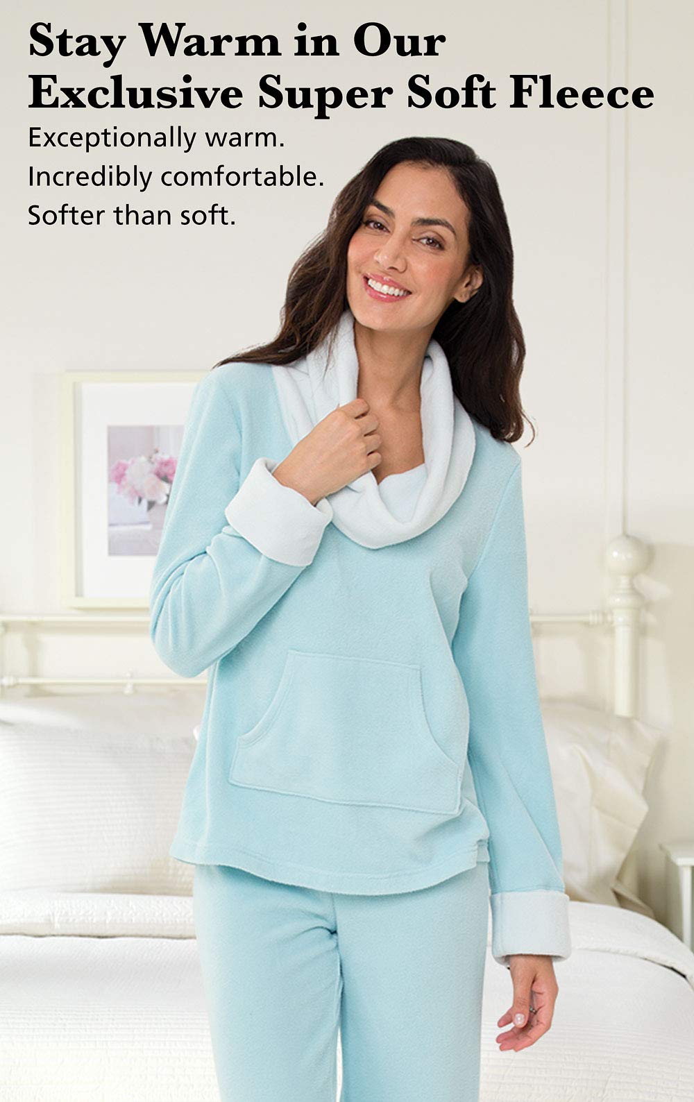 PajamaGram Pajama Sets For Women Soft - Womens Fleece Pajamas, Teal, MD