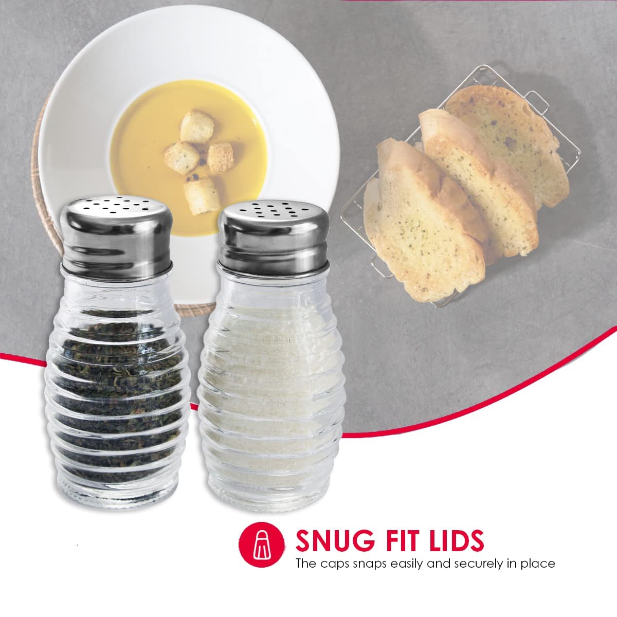 HOME BASICS Beehive-Style Glass Shakers Salt and Pepper Set, 2.5 oz, Clear
