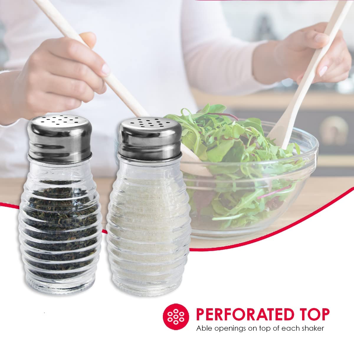 HOME BASICS Beehive-Style Glass Shakers Salt and Pepper Set, 2.5 oz, Clear