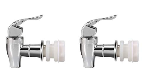 Silver Beverage Dispenser Replacement Spigot, Push Style Spigot for Beverage Dispenser Carafe, Water Dispenser Replacement Faucet (2 PACK)