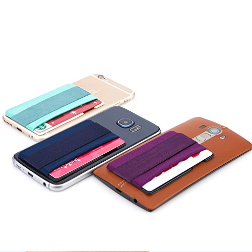 Sinjimoru Cell Phone Grip with Card Wallet, Phone Wallet Stick on Card Holder for Back of Phone, Slim Wallet with Elastic Phone Strap. Sinji Pouch Band Black