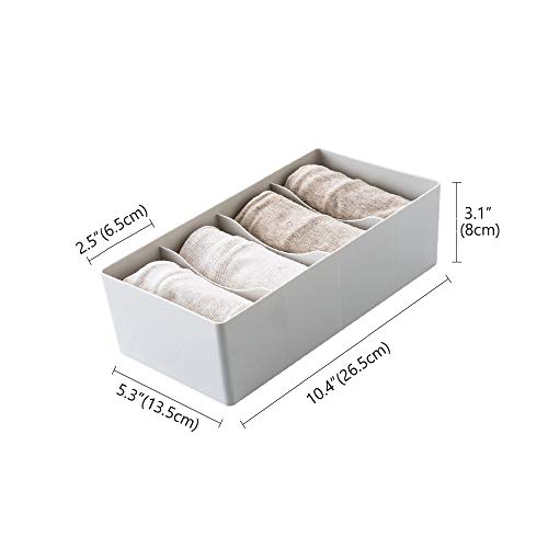 Lunmore 4 Grid Socks Underwear Drawer Organizer Divider, Cabinet Closet Organizer Storage Boxes for Socks, Underpants, Ties Set of 3
