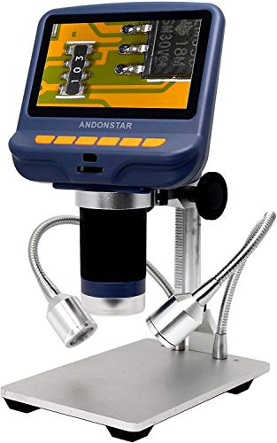 Andonstar AD106S Digital Solder Microscope Electronic Repair Coin Collection Jewelry Appraisal Antique Authentication and Children Biology Slides Observation 200X Magnification with 4.3-inch Display