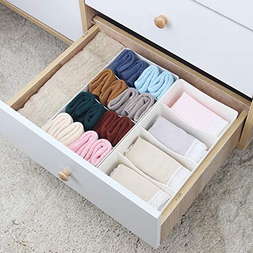 Lunmore 4 Grid Socks Underwear Drawer Organizer Divider, Cabinet Closet Organizer Storage Boxes for Socks, Underpants, Ties Set of 3
