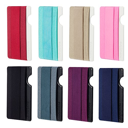 Sinjimoru Cell Phone Grip with Card Wallet, Phone Wallet Stick on Card Holder for Back of Phone, Slim Wallet with Elastic Phone Strap. Sinji Pouch Band Black