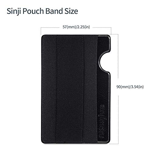 Sinjimoru Cell Phone Grip with Card Wallet, Phone Wallet Stick on Card Holder for Back of Phone, Slim Wallet with Elastic Phone Strap. Sinji Pouch Band Black