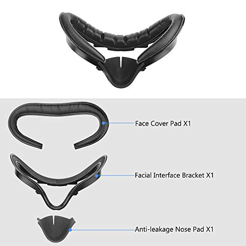 FULYEE Facial Interface Bracket, PU Leather Foam Face Cover Pad Replacement - Widened Face Cover Sweat-Proof Replacement Face Pads for Oculus Quest 2