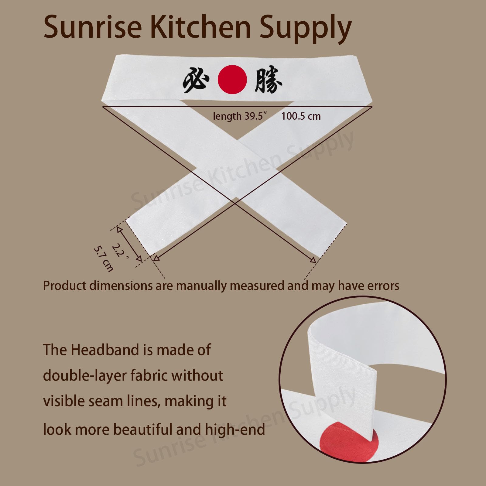 Sunrise Japanese Sushi Chef Hachimaki Karate Headband - White Victory