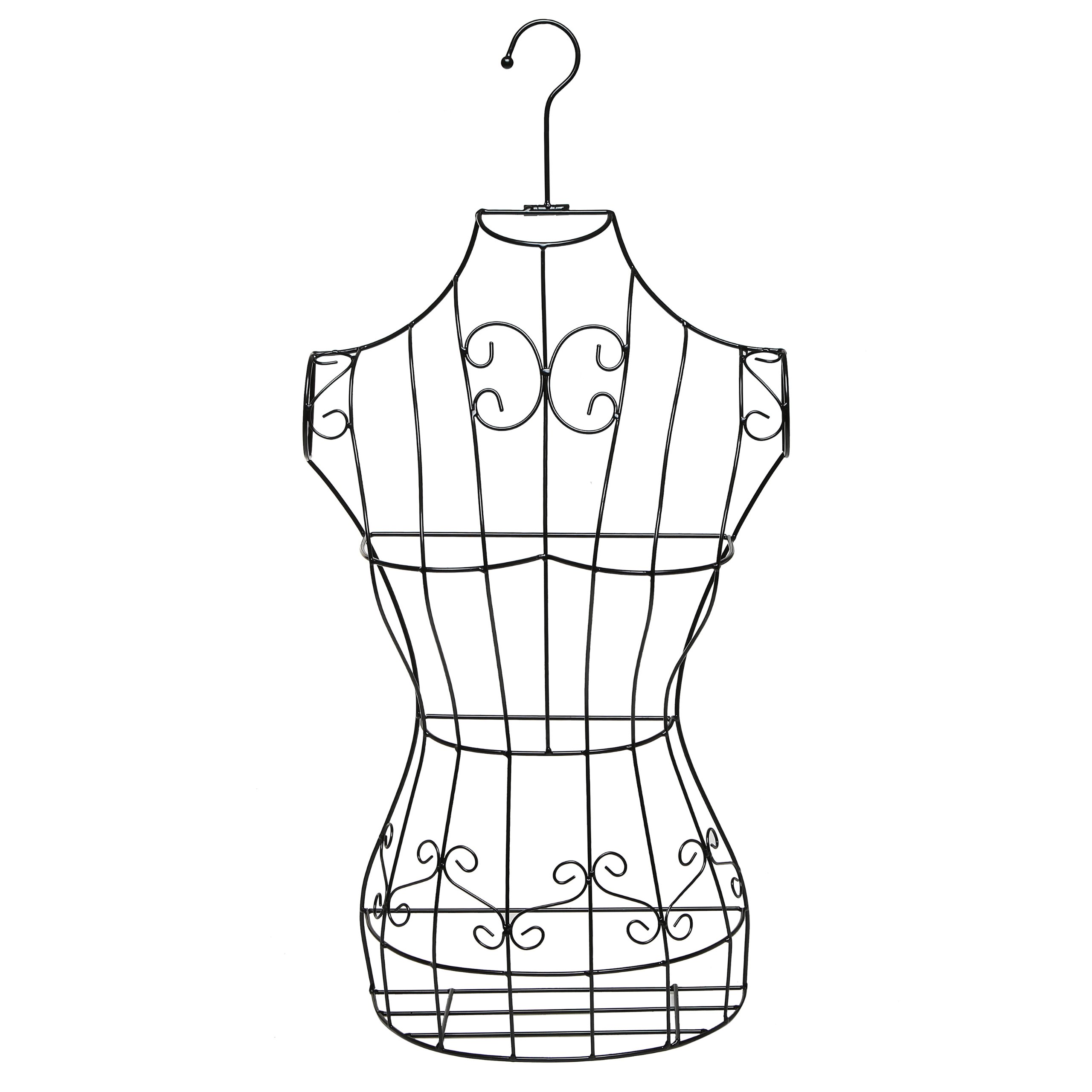 MyGift Black Metal Hanging Full Body Torso Mannequin for Sewing Dress Form and Boutique Display