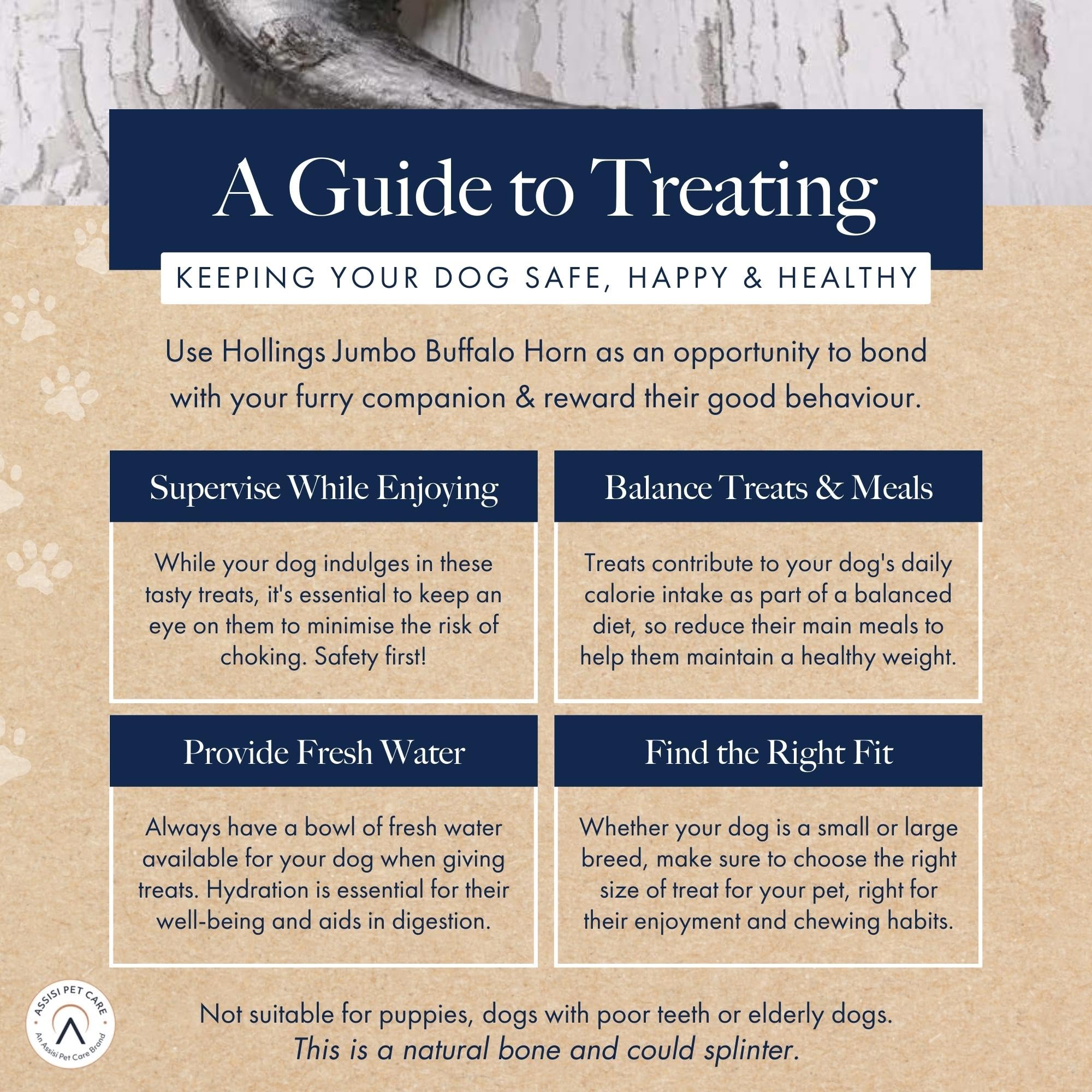 Hollings Buffalo Horn Dog chew Treat, Jumbo