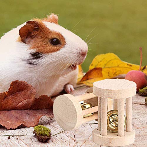 Gcace Hamster Pet Bunny Chew Toys - Natural Wooden Play Exercise Dumbells Seesaw Exercise Playing Teeth Care Molar Small Pets Accessories for Chinchillas Gerbils Bunnies Rats Small Animals