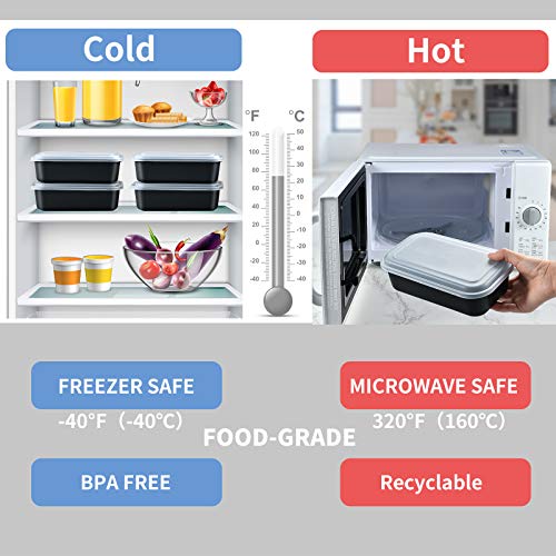 Plastic Meal Prep Containers, 32 oz, 10 PACK, Food Storage Disposable Containers with Lids Airtight, Togo Food Containers for Frozen Meal, Reusable Lunch Bento Box, Microwave and Freezer Safe