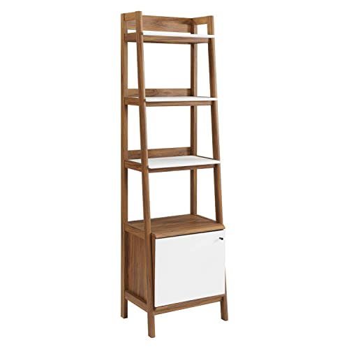Modway Bixby Bookshelf Display Case, 21 Inch, Walnut White