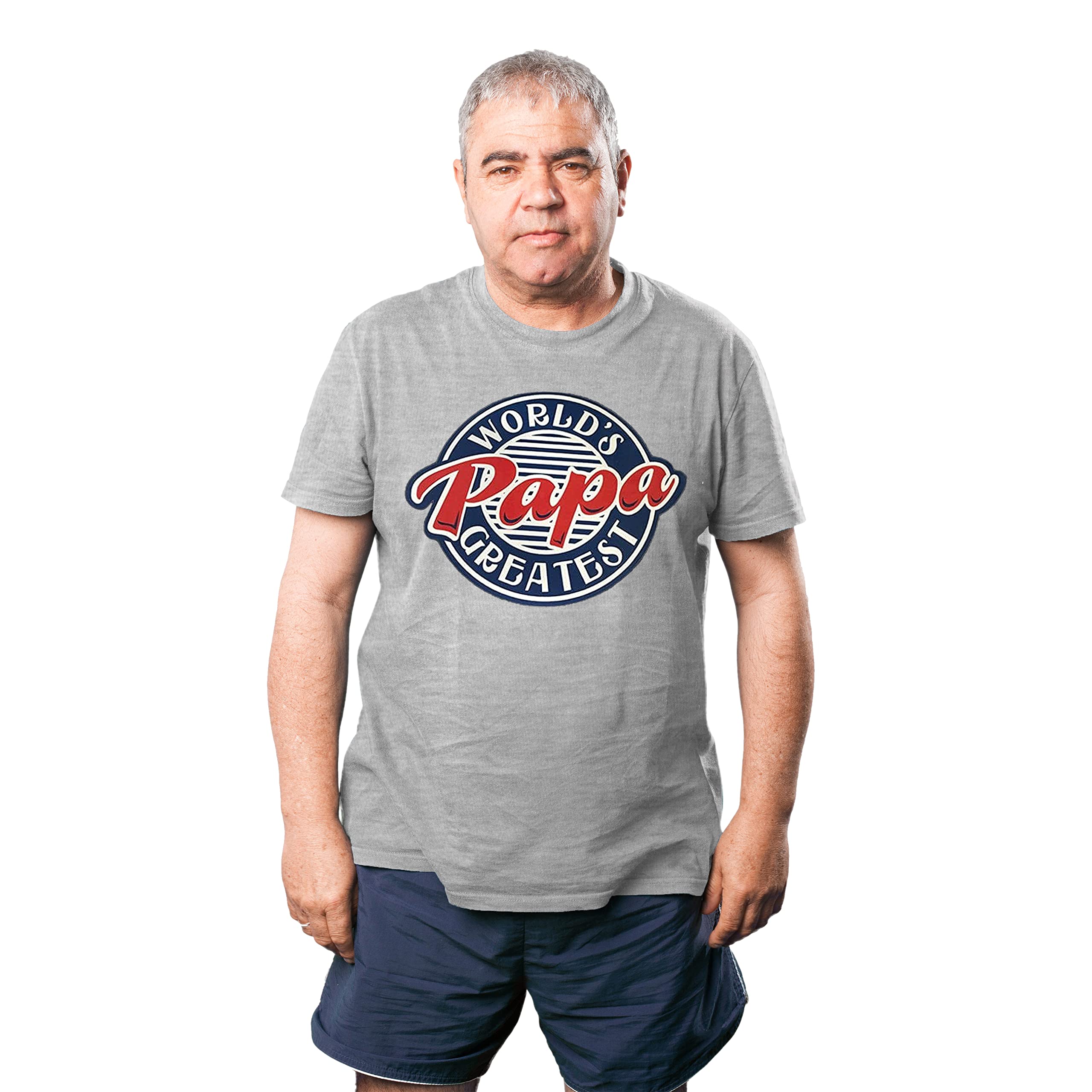 fresh tees World's Greatest Papa T-Shirt | Father's Day Shirt | Funny Gifts for Husband Dad Grandpa (Small, Heather Grey)