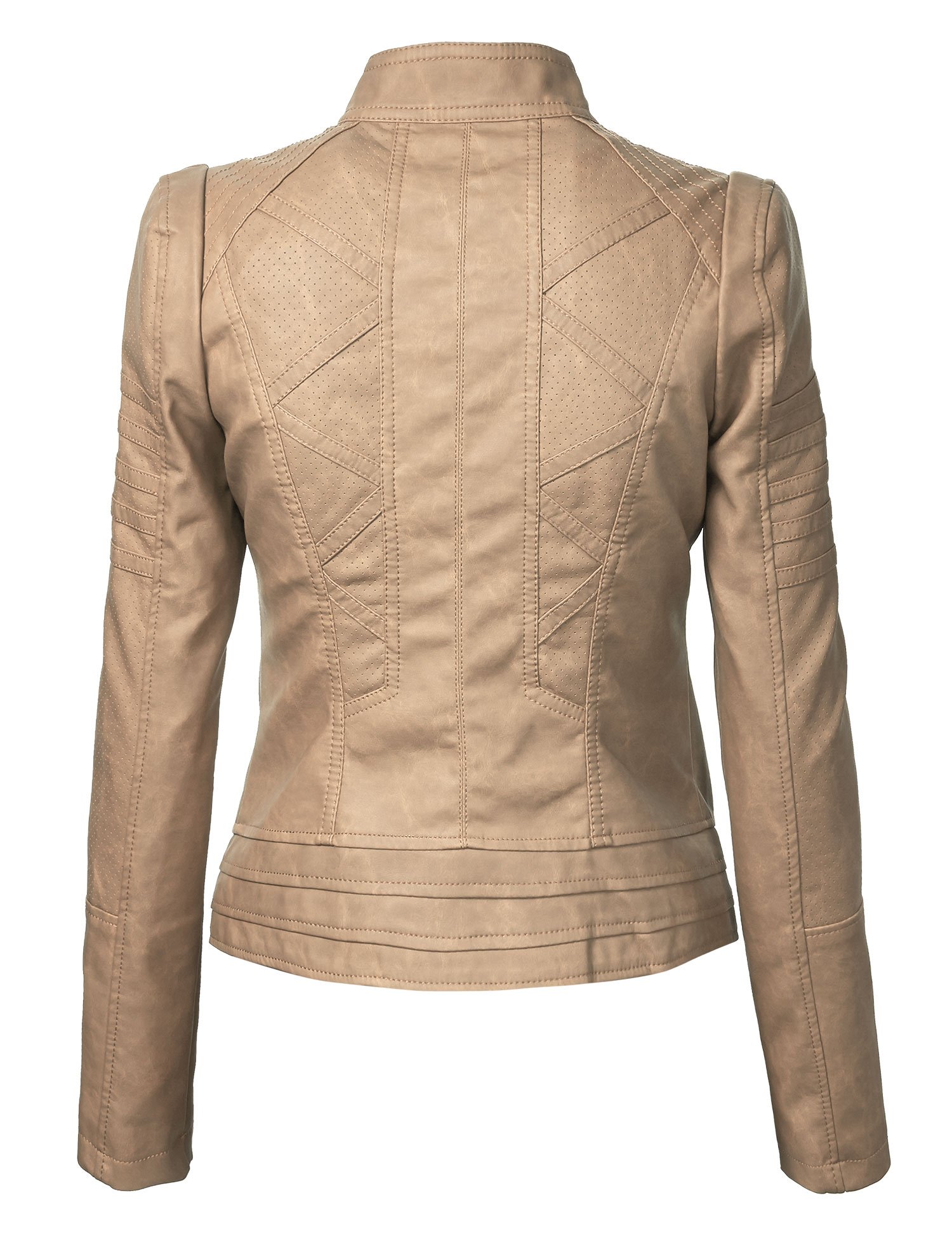 Made By Johnny MBJ WJC746 Womens Vegan Leather Motorcycle Jacket S Khaki