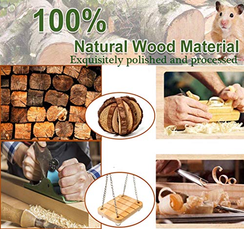Gcace Hamster Pet Bunny Chew Toys - Natural Wooden Play Exercise Dumbells Seesaw Exercise Playing Teeth Care Molar Small Pets Accessories for Chinchillas Gerbils Bunnies Rats Small Animals