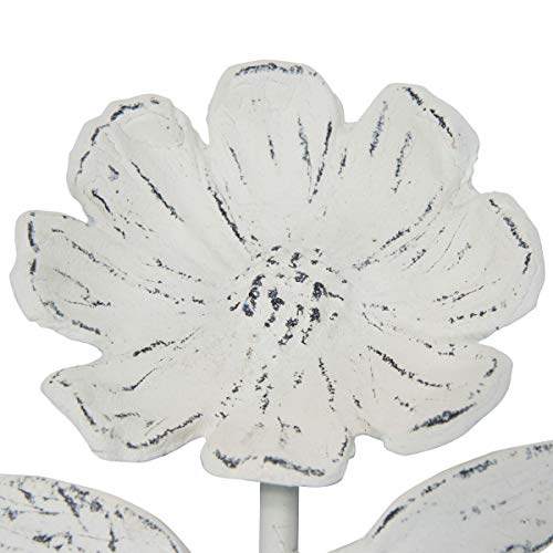 Foreside Home & Garden White Rustic Antique Flower Decorative Metal Wall Hook