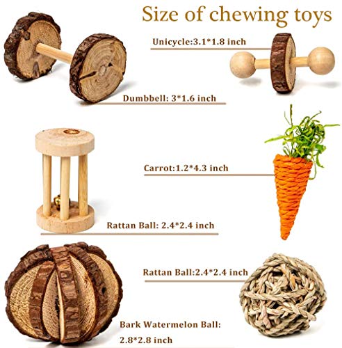 Gcace Hamster Pet Bunny Chew Toys - Natural Wooden Play Exercise Dumbells Seesaw Exercise Playing Teeth Care Molar Small Pets Accessories for Chinchillas Gerbils Bunnies Rats Small Animals