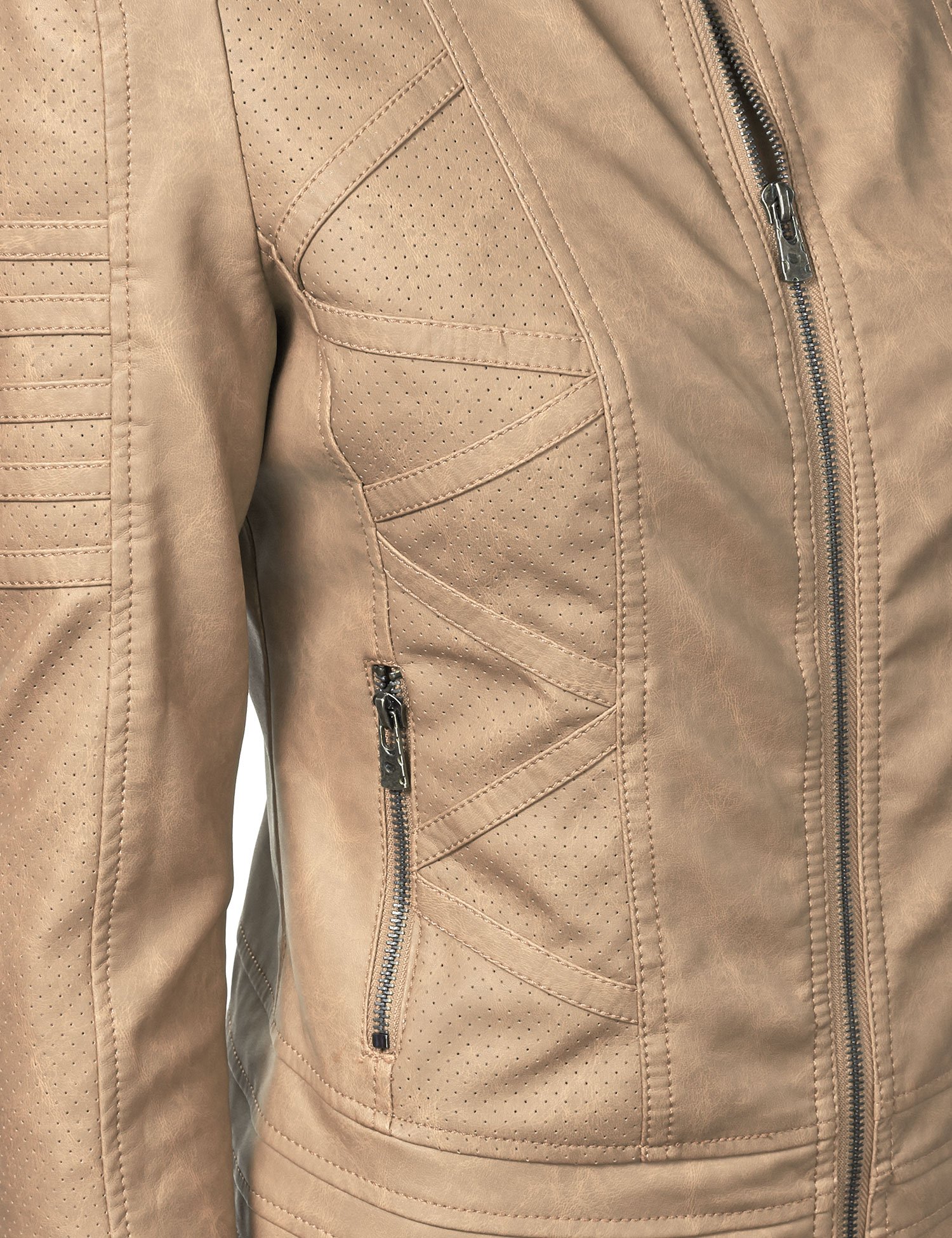 Made By Johnny MBJ WJC746 Womens Vegan Leather Motorcycle Jacket S Khaki