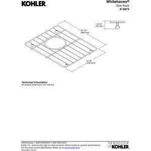 Kohler 5874-ST Whitehaven Sink Rack, Small, Stainless Steel