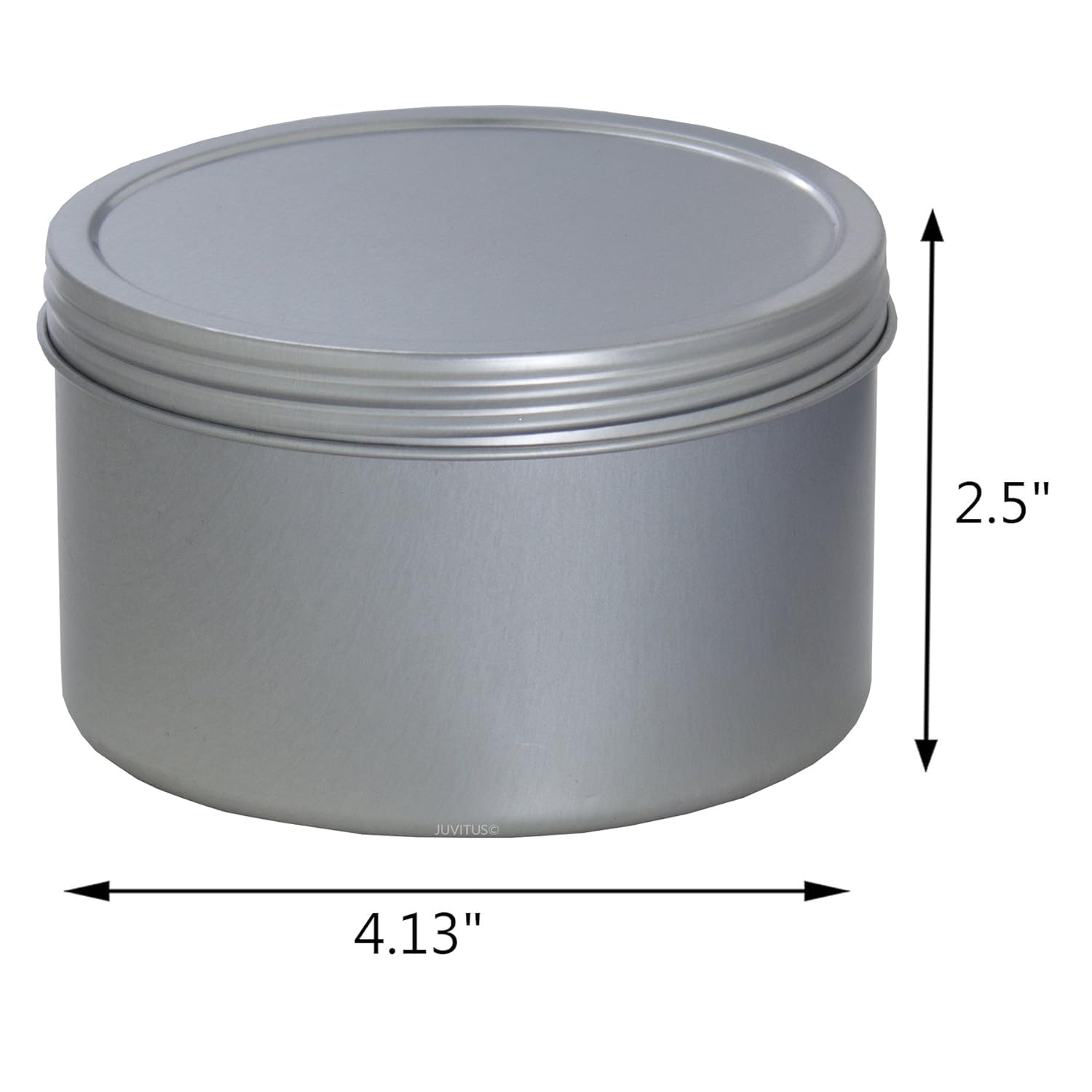 JUVITUS 8 oz Metal Steel Tin Deep Container with Tight Sealed Twist Screwtop Cover (6 pack)