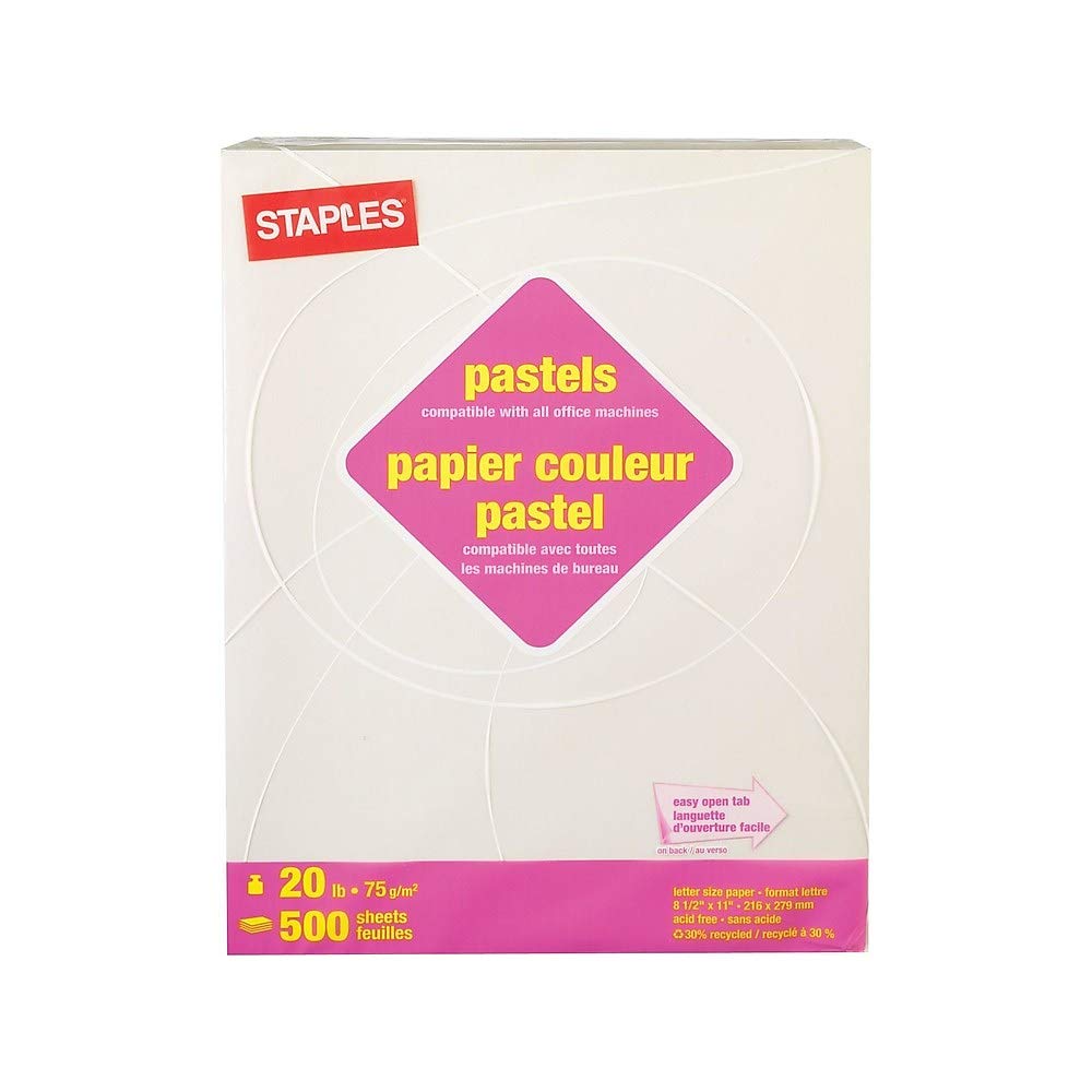 Staples 490950 Pastel Colored Copy Paper 8 1/2-Inch x 11-Inch Cream 500/Ream (14789)