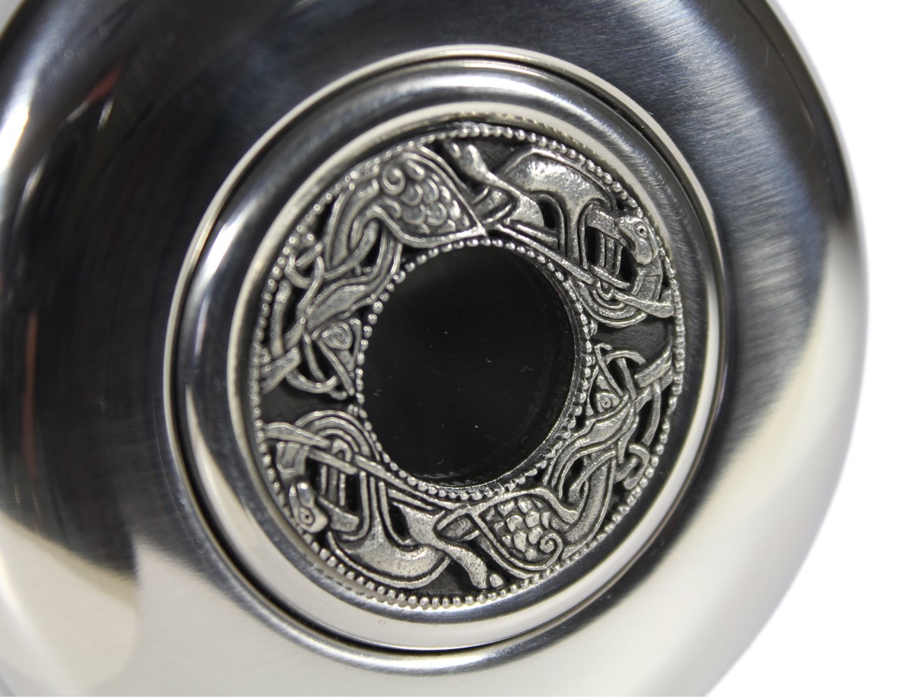 Irish Whiskey Flask Stainless Steel Flask 5 Fl. Oz. Book of Kells Design Irish Flasks Made Co, Westmeath Ireland