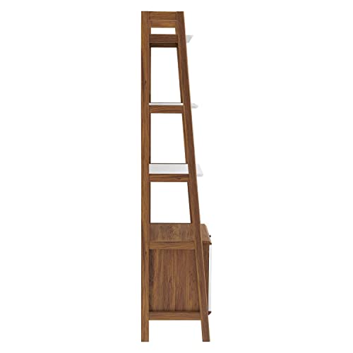 Modway Bixby Bookshelf Display Case, 21 Inch, Walnut White