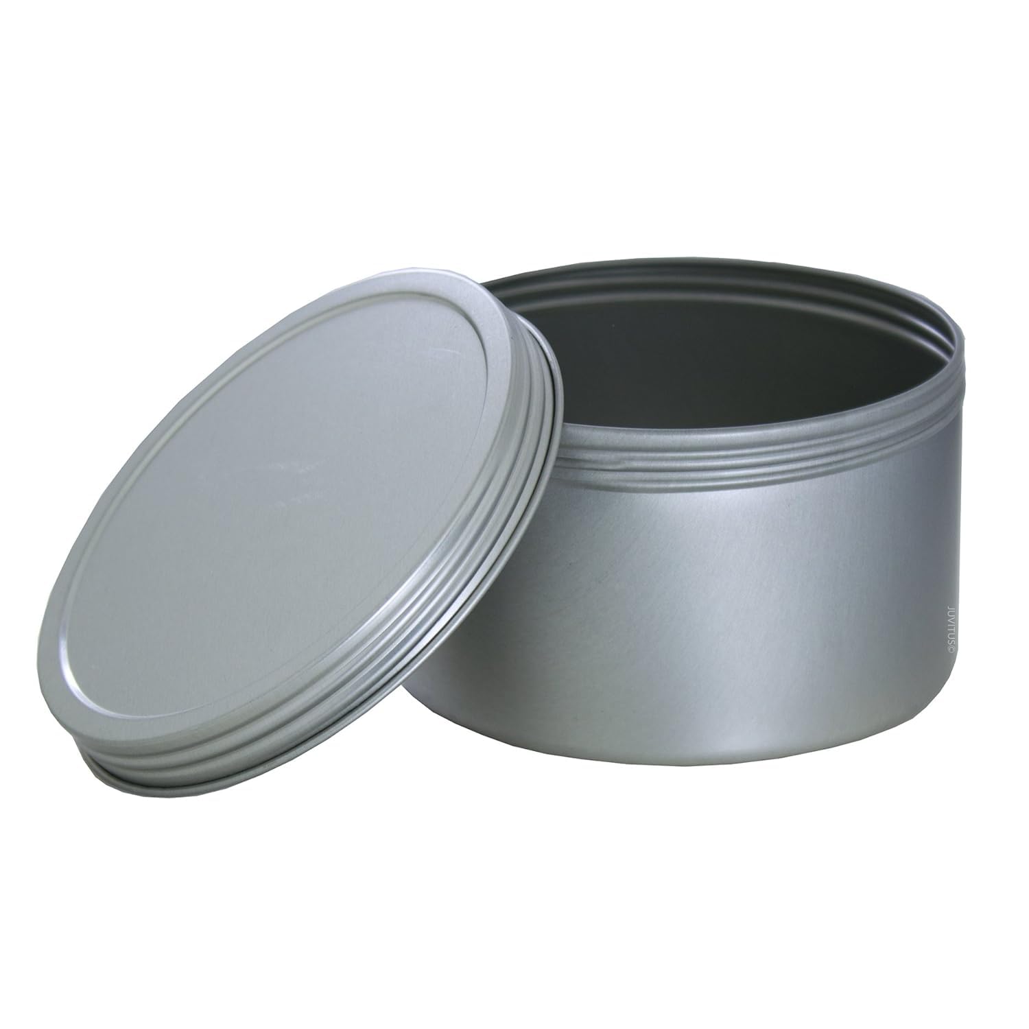 JUVITUS 8 oz Metal Steel Tin Deep Container with Tight Sealed Twist Screwtop Cover (6 pack)