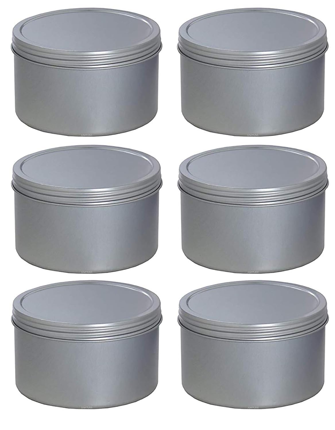 JUVITUS 8 oz Metal Steel Tin Deep Container with Tight Sealed Twist Screwtop Cover (6 pack)