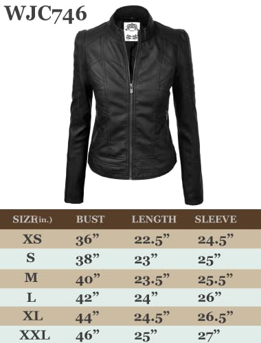 Made By Johnny MBJ WJC746 Womens Vegan Leather Motorcycle Jacket S Khaki