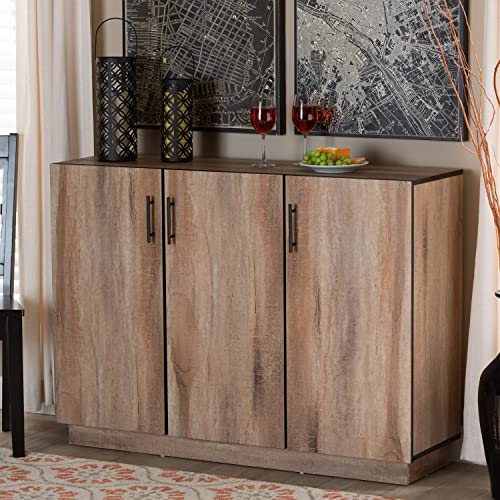 Baxton Studio Patton Oak Finished Wood 3-Door Dining Room Sideboard Buffet