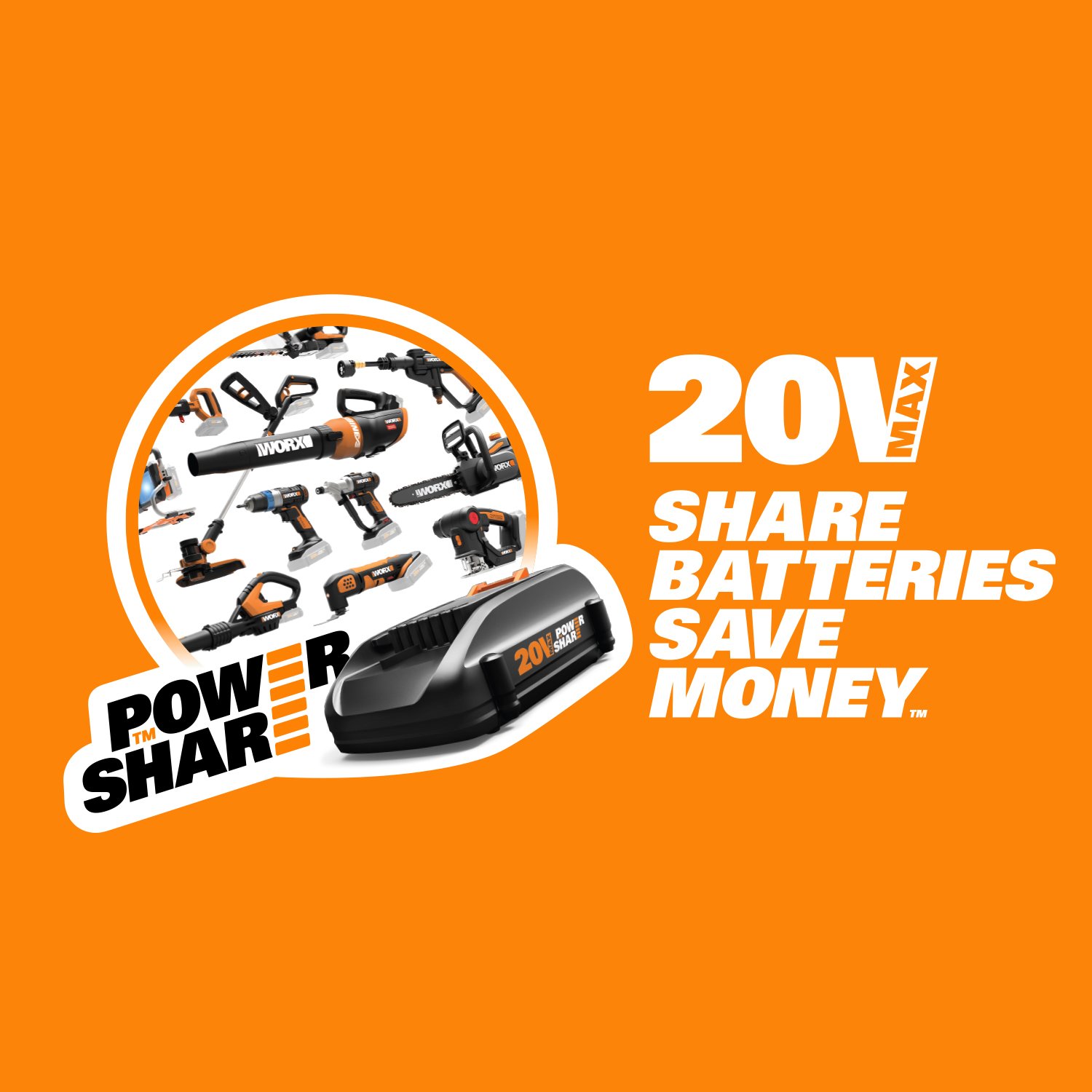 WORX WG545.9 20V Work Air Lithium Multi-Purpose Blower/Sweeper/Cleaner Tool ONLY