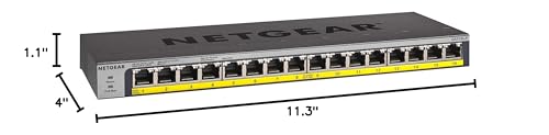 NETGEAR 16-Port Gigabit Ethernet Unmanaged PoE Switch (GS116LP) - with 16 x PoE+ @ 76W Upgradeable, Desktop, Wall Mount or Rackmount, and Limited Lifetime Protection