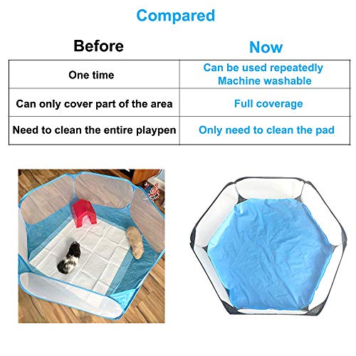 Small Animal Playpen with Waterproof Pads, Reusable Liners, Waterproof Bottom on Both Sides, Fit with Pet Tent (42.5in x 41in) Bedding for Guinea Pig, Rabbit, Hamster, Chinchilla and Hedgehog