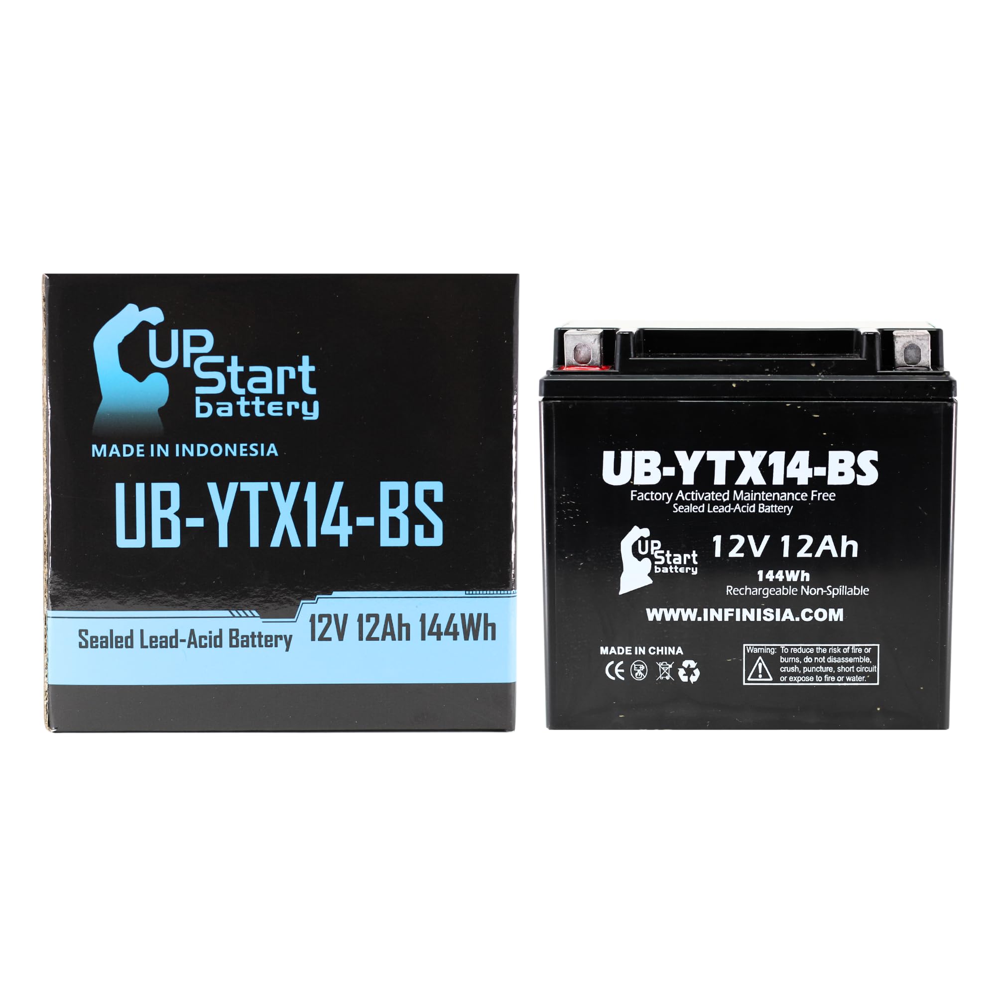 Replacement for 2001 Honda TRX350 Rancher 350 CC Factory Activated, Maintenance Free, ATV Battery - 12V, 12AH, UB-YTX14-BS