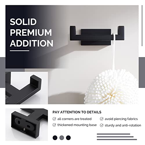 Angle Simple Double Towel Hook 2 PCS, Stainless Steel Shower Bath Towel Holder, Bathroom Robe Hook, Modern Wall Hook, Matte Black