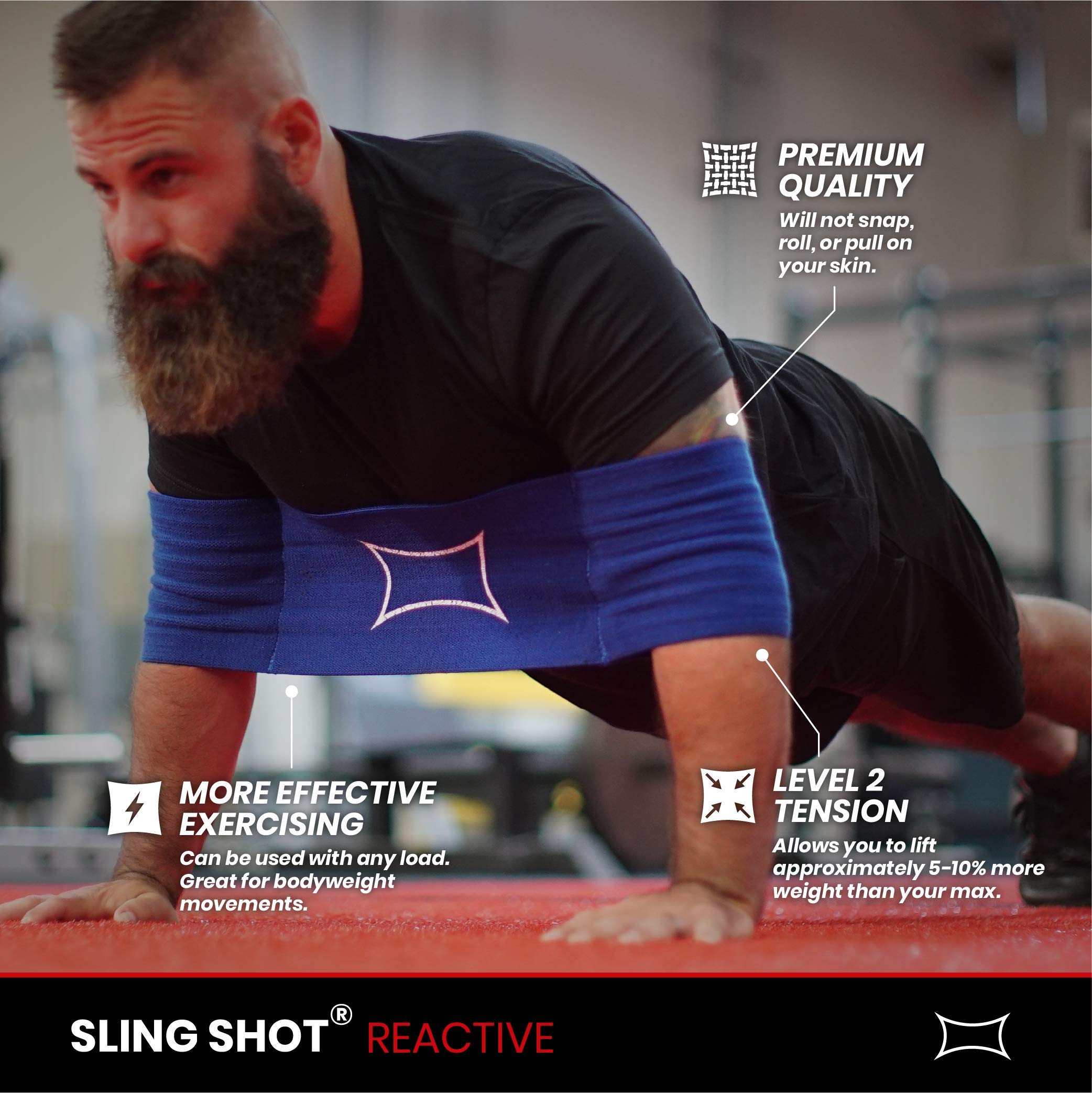 Sling Shot Mark Bell Reactive Exercise Assistance Workout Band for Men and Women to Assist with Bench Press, Dips, and Push Ups – (Level 2 Tension) (XL)