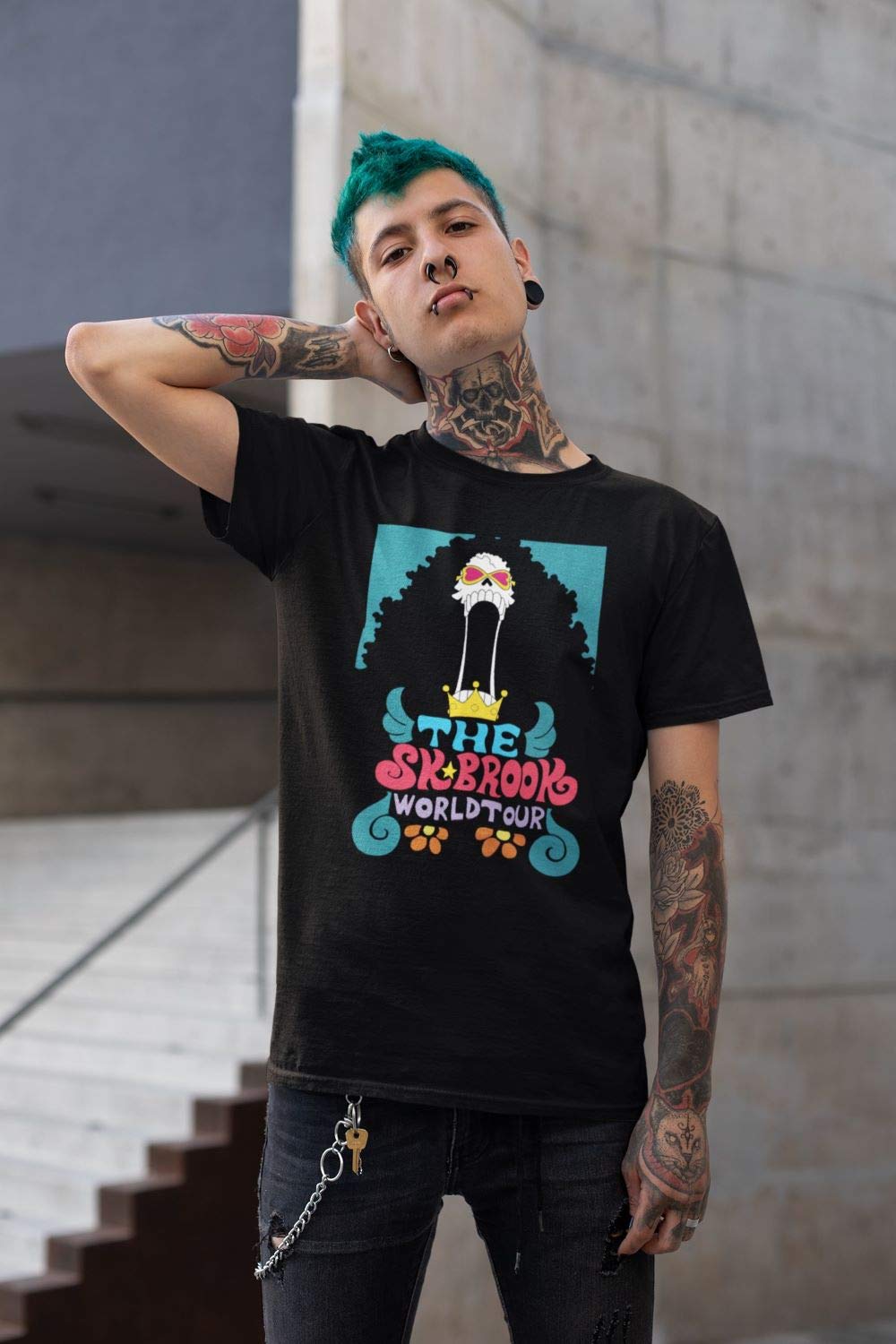 Ripple Junction One Piece Adult Unisex Brook World Tour Light Weight 100% Cotton Crew T-Shirt Large Black