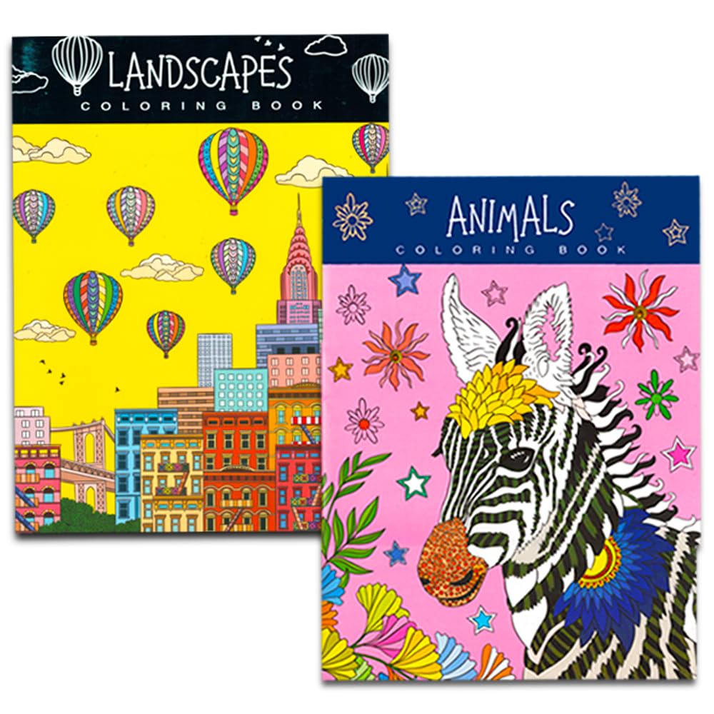Adult Coloring Books Super Set -- 10 Deluxe Coloring Books for Adults and Teens