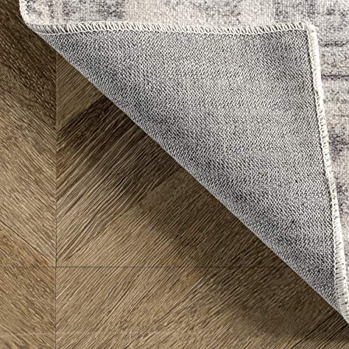 nuLOOM Brielle Machine Washable Vintage Medallion Area Rug, 4' x 6', Grey