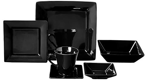 10 Strawberry Street Nova Square 45 pc Dinnerware Set, Black