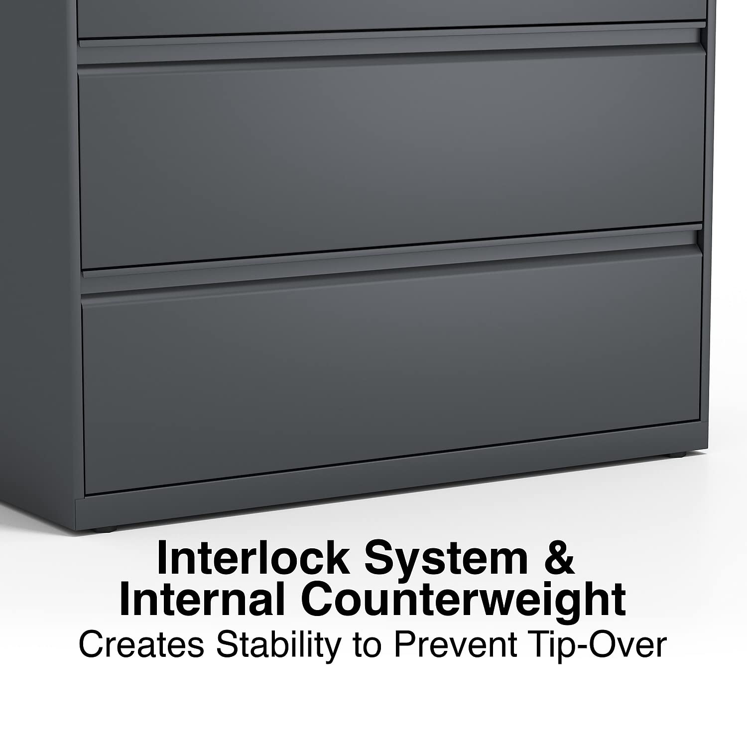 Lorell 60437 Lateral File, 4-Drawer, 42-Inch x18-5/8-Inch x52-1/2-Inch , Charcoal